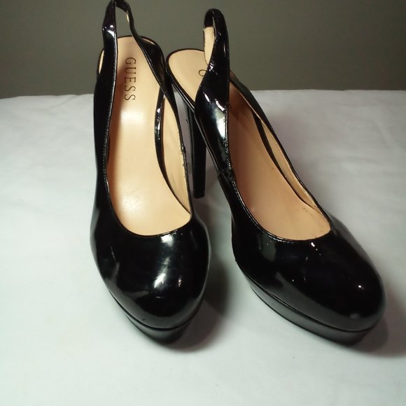 Guess | Shoes | Guess Black High Heel Shoes Patton Leather 4 Inch Heels ...